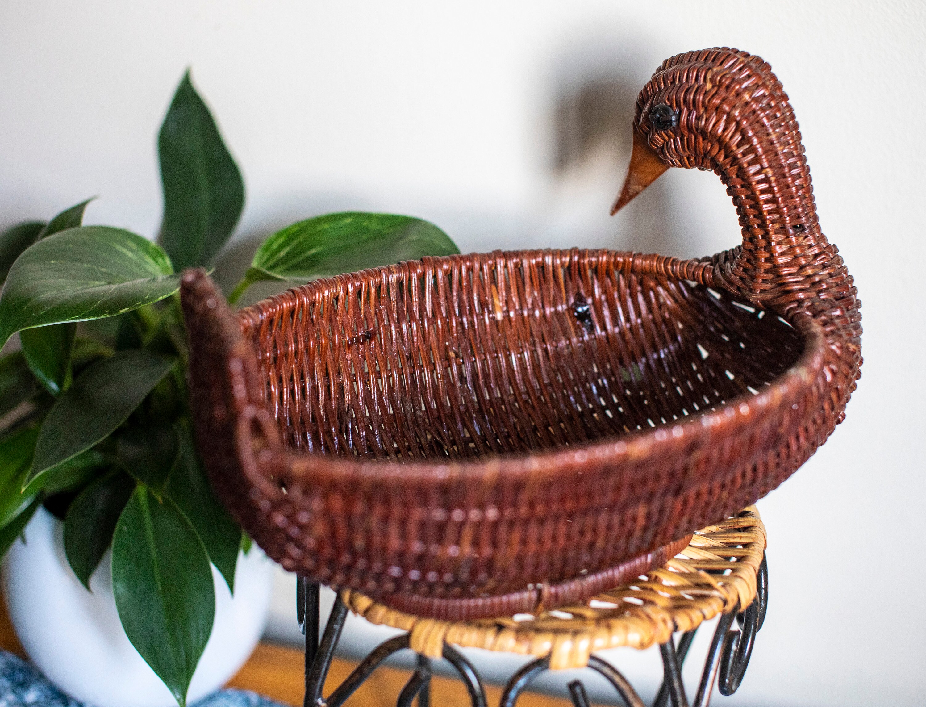 Vintage Woven Duck Wicker Basket - Etsy
