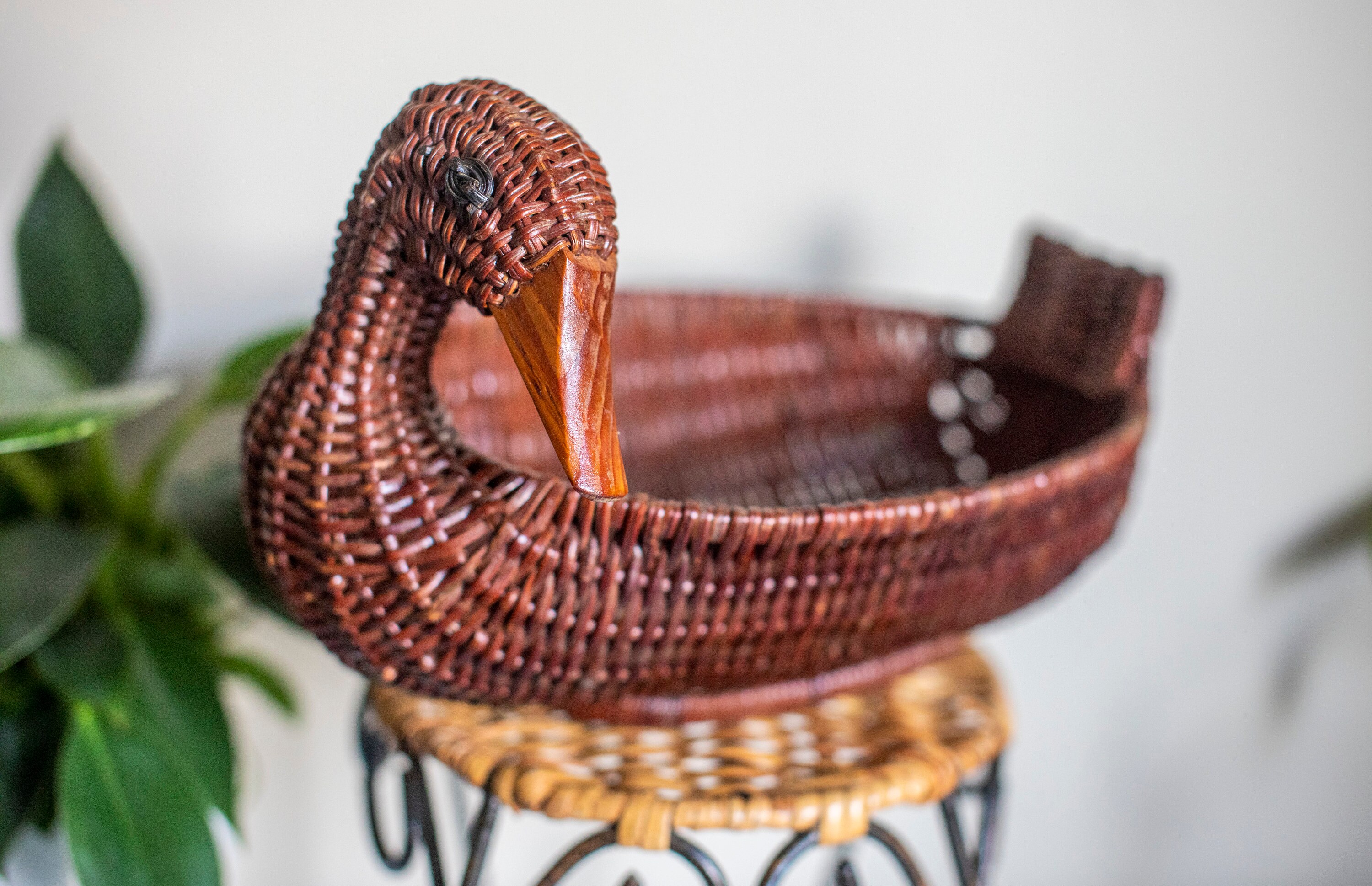 Vintage Woven Duck Wicker Basket - Etsy