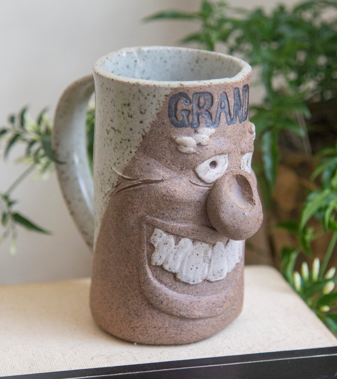 Vintage Handmade Goofy Grandpa Mug – Ceramic Grandpa Gift – Retro Funny ...