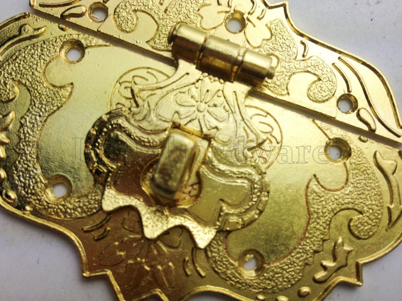 1 Set of double Lucky Golden Color Box Staple Hasp | Etsy