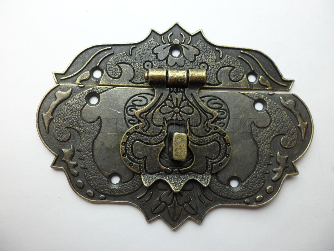 86 Mm X 65mm Chinese Classical Vintage Plant Pattern Lock Catch Latches ...