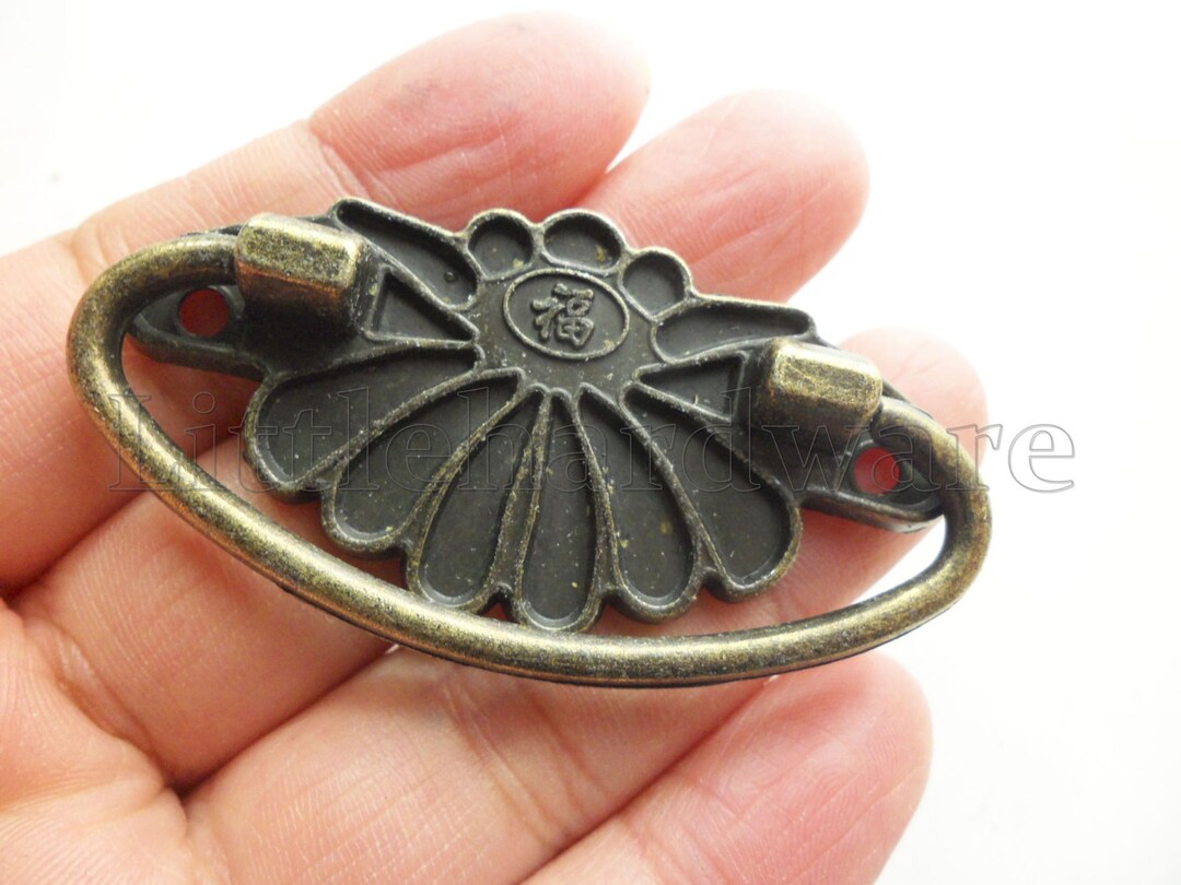 Vintage "lotus" and "blessed" Drop Pulls/dresser Drawer Pulls Handles ...
