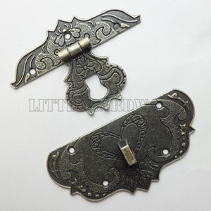 77 Mm X 55mm Chinese Classical Vintage Plant Pattern Lock Catch Latches ...