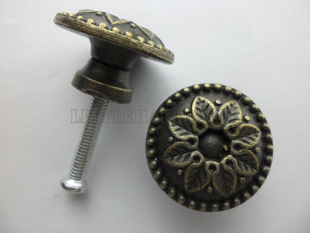 Antique Bronze "flower" Rustic Dresser Drawer Knobs/patterned Knobs ...
