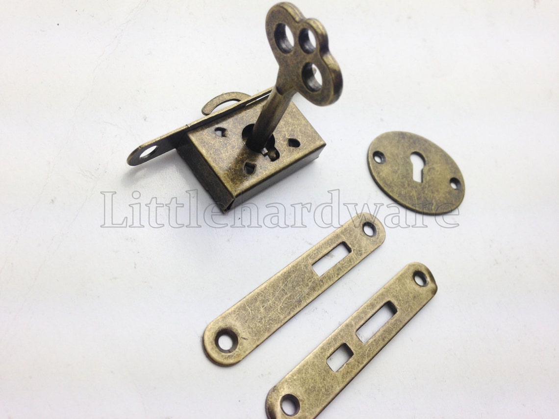 Antique Brass Plated Box Lid Plates and Key and Lock for - Etsy