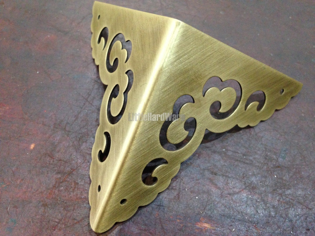 A Pair of Bronze Color Jewelry Box Corner / Ornate Brass Corners /brass ...