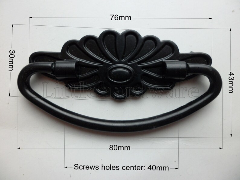 80mmx43mm Black Lotus Drop Handles / Dresser Drawer Pulls - Etsy