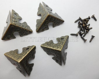 4 Pcs Double Dragon Antique Brass Jewelry Box Corner Decoration Corner ...