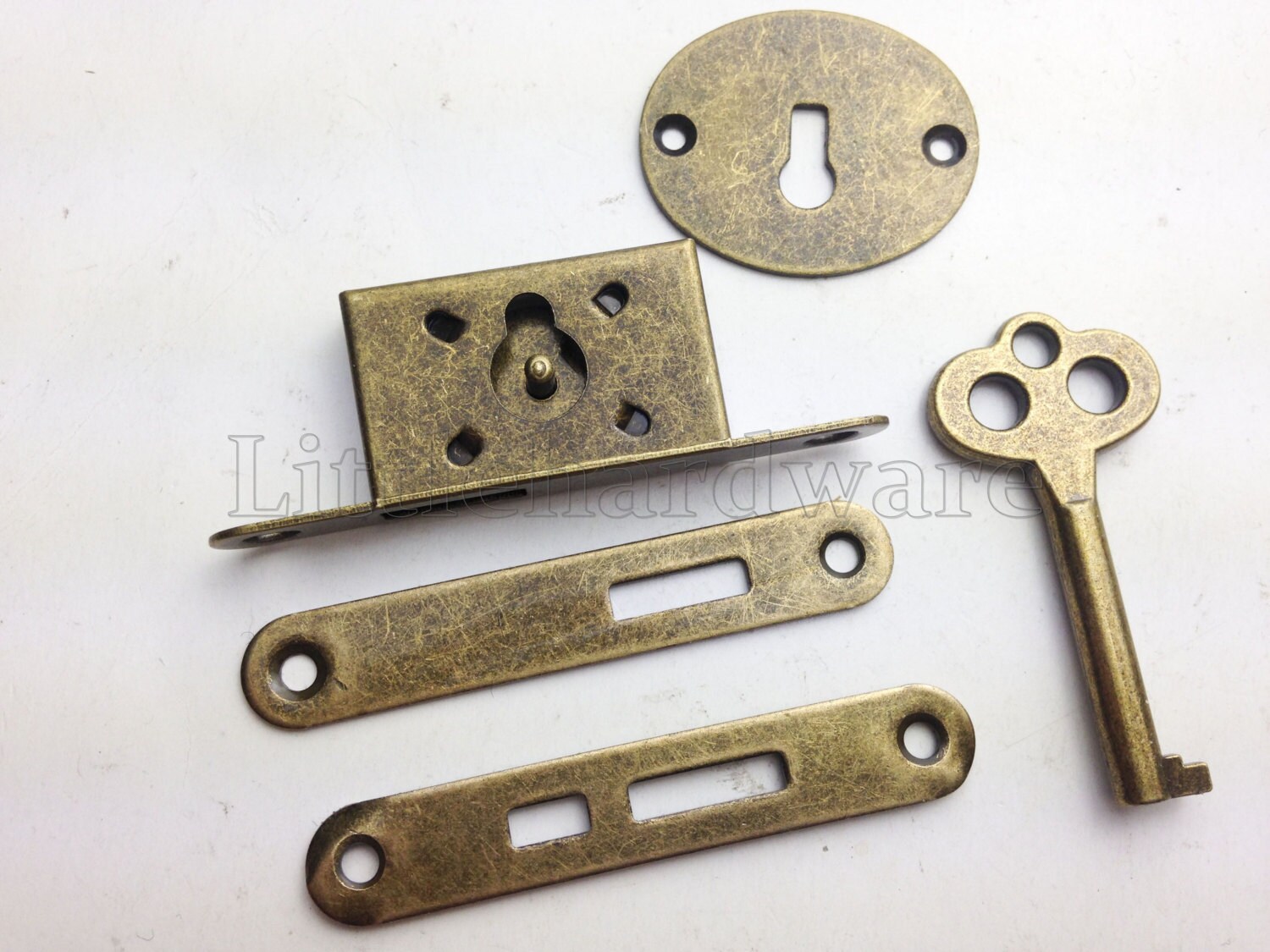 Antique Brass Plated Box Lid Plates and Key and Lock for - Etsy