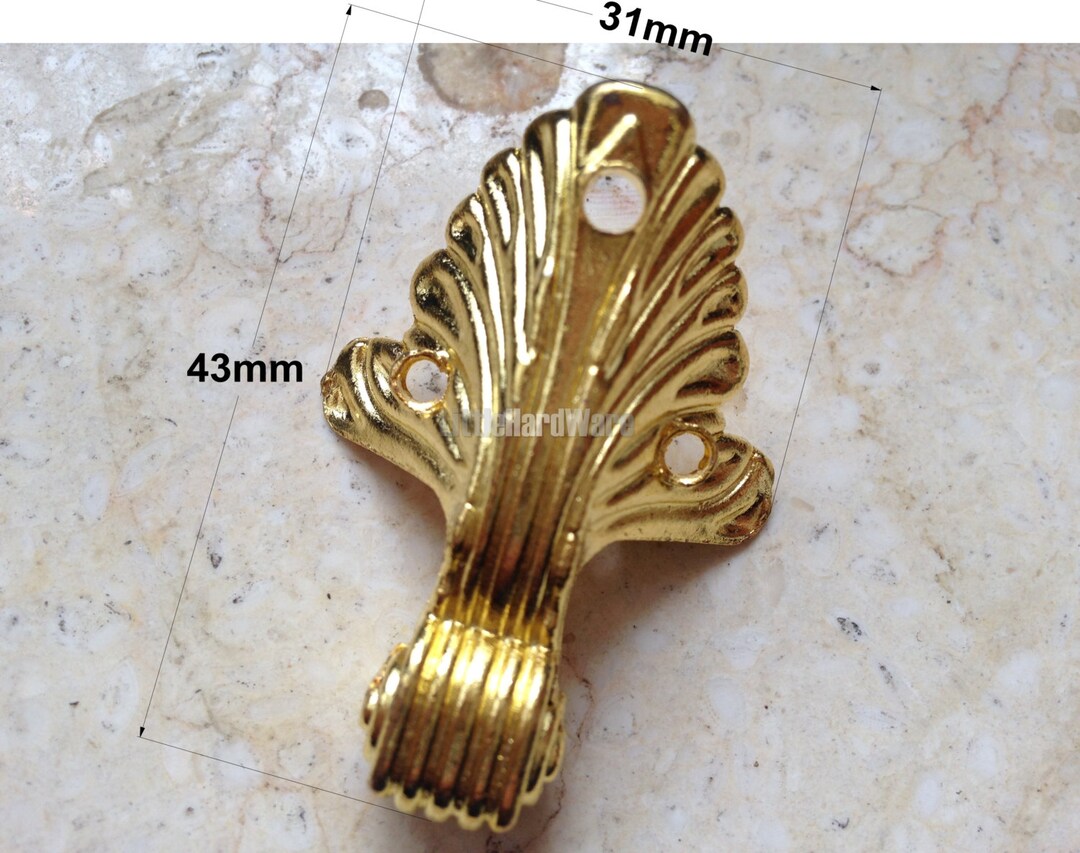 4pcs Golden Chinese Vintage 31mm X43mm Metal Box Feet Leaf Style for ...