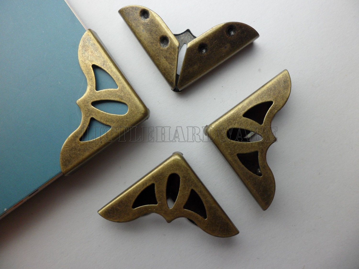 12 Vintage Antique Brass Color Metal Book Corners for - Etsy