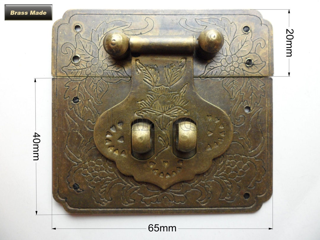 65 Mm X 60mm Brass Made Chinese Classical Vintage Plant Pattern Lock ...