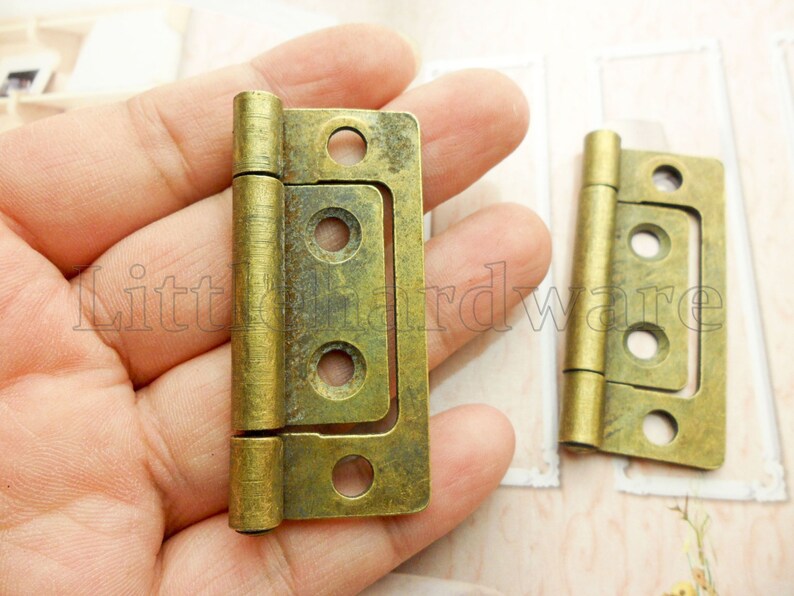 2 Pcs Antique Brass Color Thick No Mortise Hingebutt Etsy