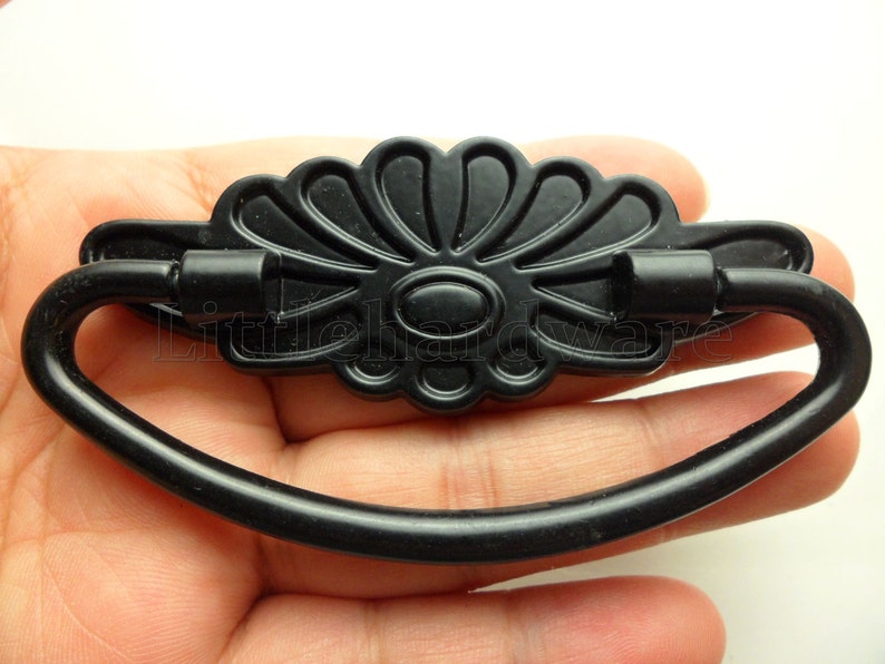 80mmx43mm Black Lotus Drop Handles / Dresser Drawer Pulls - Etsy