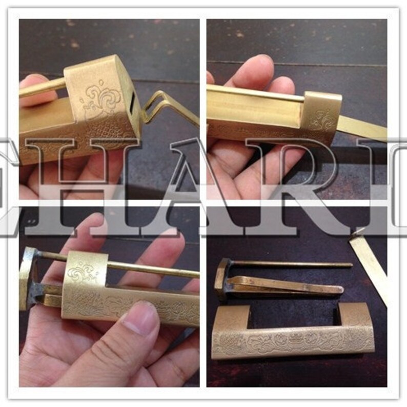 Solid Brass Made Brass Color Big Copper Chinese Lock With Key - Etsy
