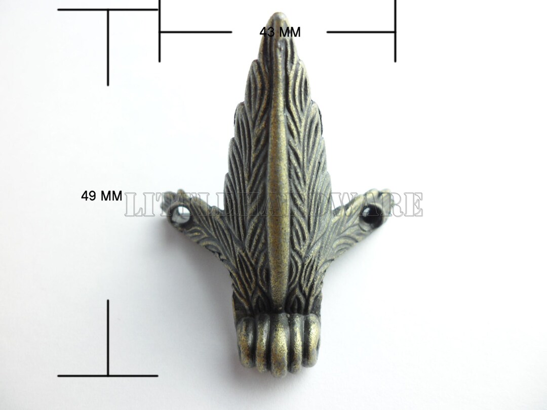 4 Pcs Chinese Old Style Vintage 43mm X49mm Metal Box Feet Maple Leaf ...