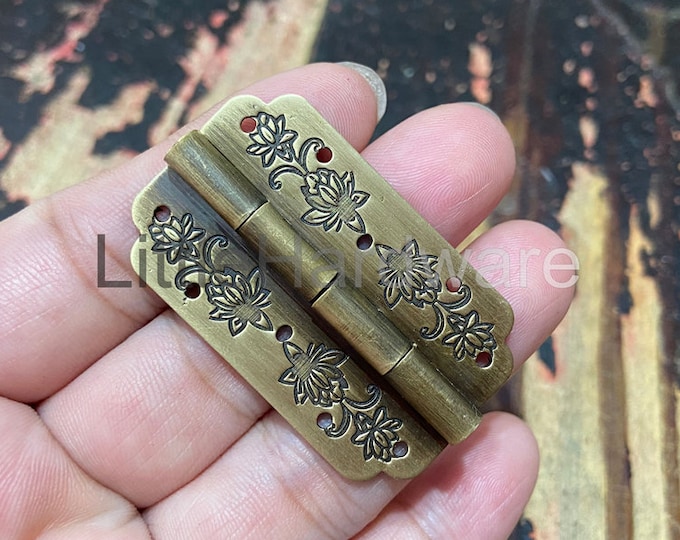 6 Bronze Right Angle Hinges Metal Three Fold Hinges 90 Degree Wooden ...