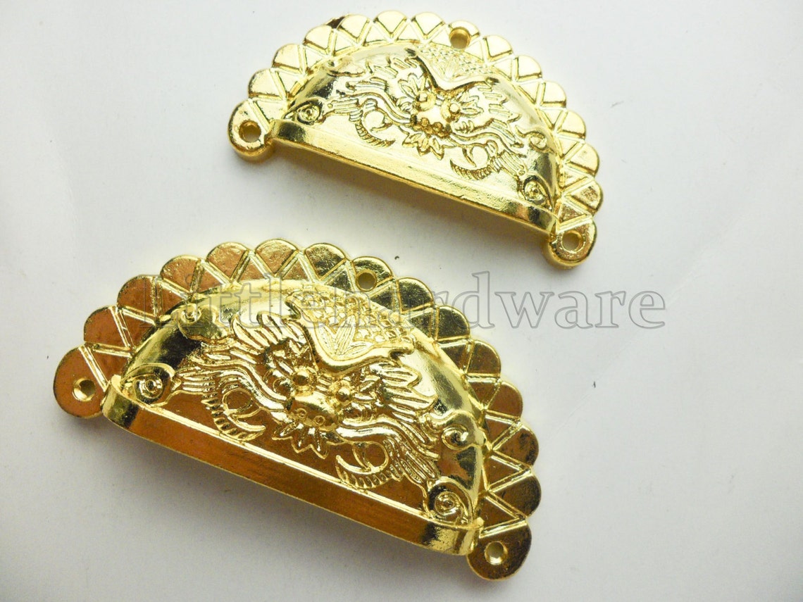 Two Size High Quality Golden Metal Chinese Dragon Drawer Pulls | Etsy