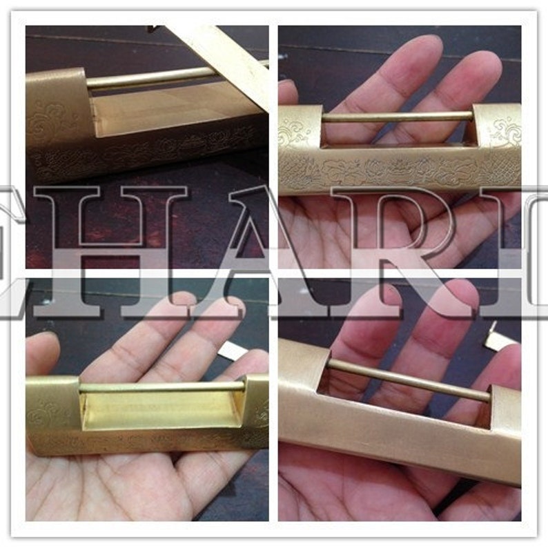 Solid Brass Made Brass Color Big Copper Chinese Lock With Key - Etsy