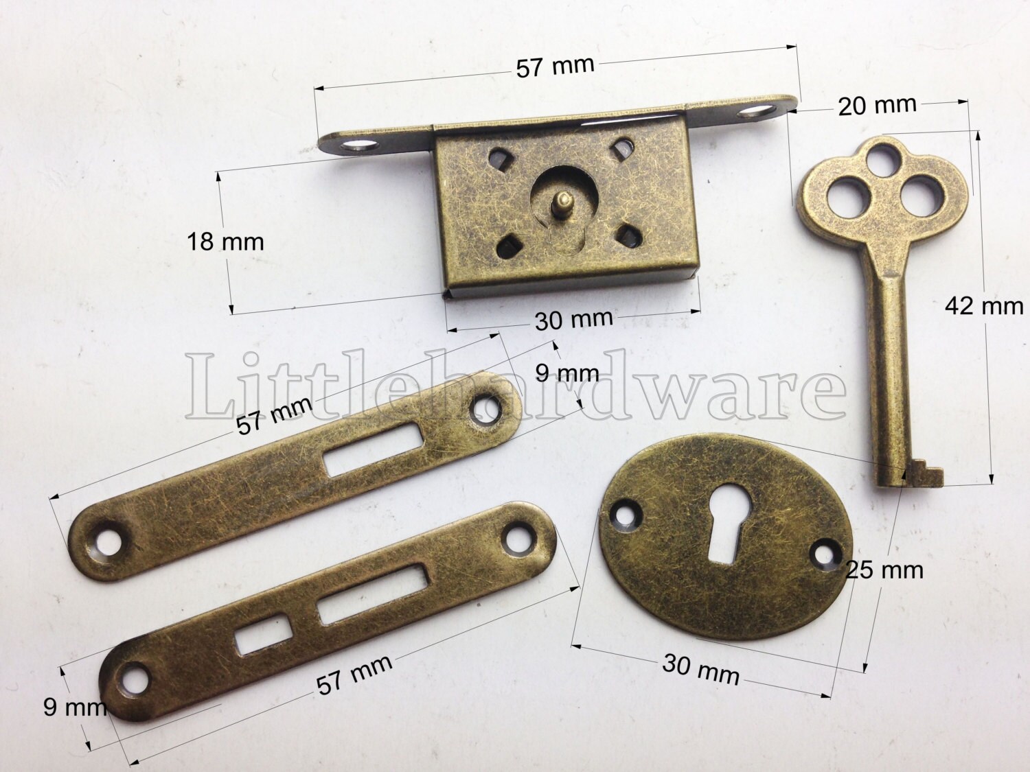 Antique Brass Plated Box Lid Plates and Key and Lock for - Etsy