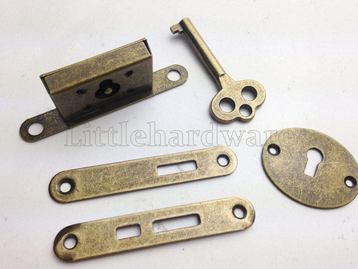 Antique Brass Plated Box Lid Plates and Key and Lock for - Etsy