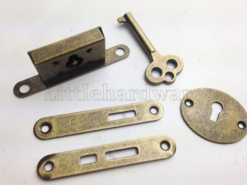 Antique Brass Plated Box Lid Plates and Key and Lock for - Etsy