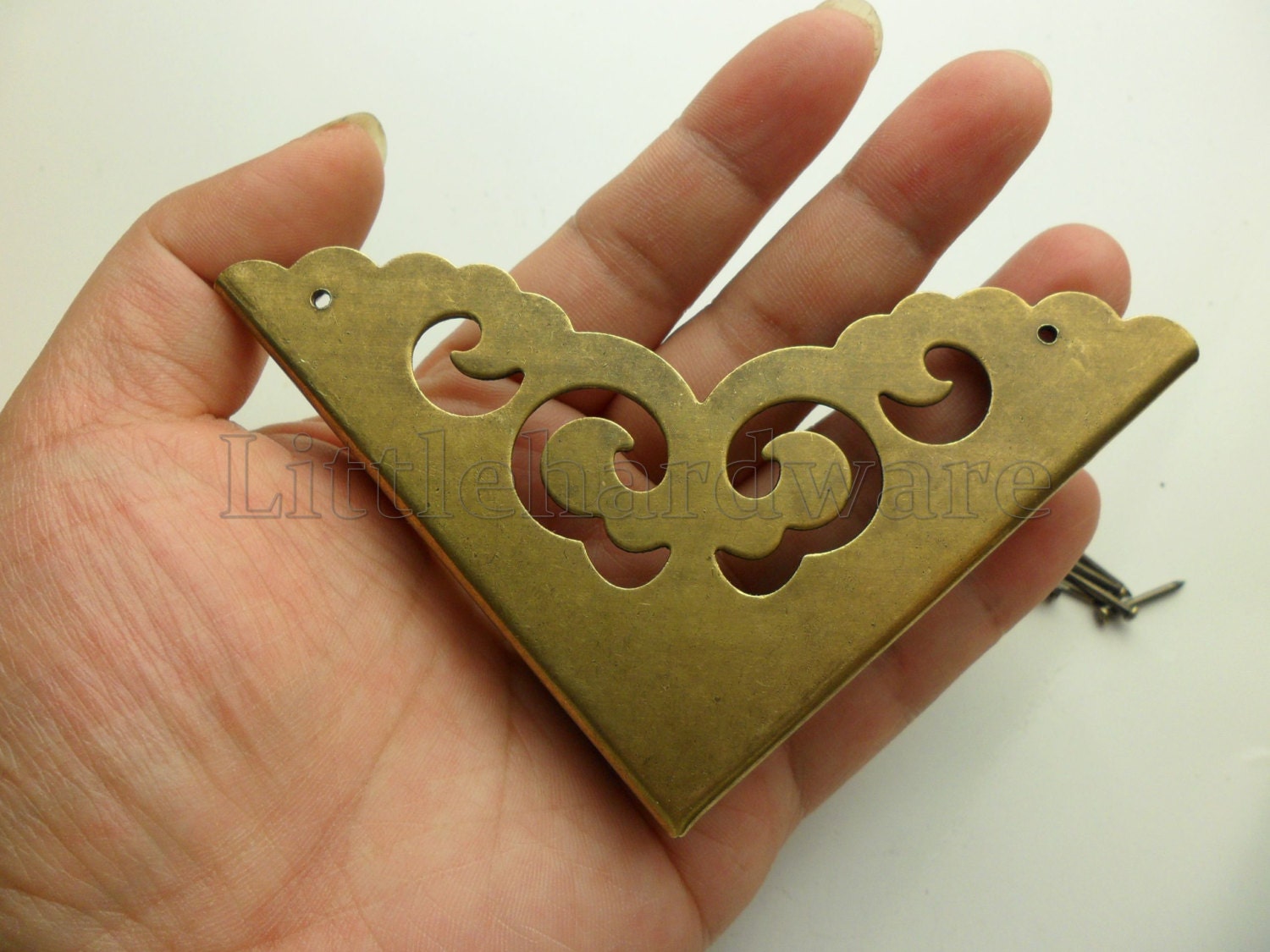 A Pair of Big Solid Brass Corner/ornate Brass Corners/brass Corner ...