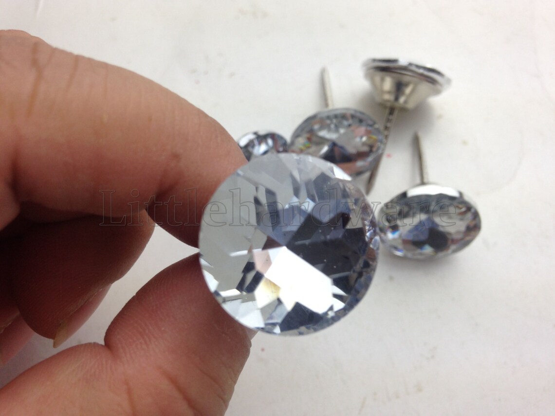 10pcs 20mm Diamond Silver Crystal Glass Decorative Upholstery | Etsy