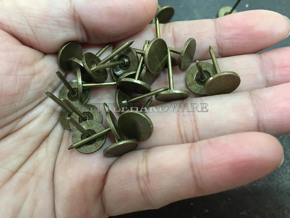 50 Pcs 11mmx17mm Antique Brass Color Flat Head Round - Etsy
