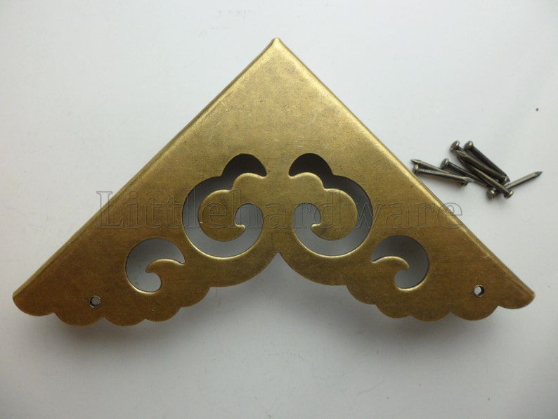 A Pair of Big Solid Brass Corner/ornate Brass Corners/brass Corner Bracket/decorative Corners ...