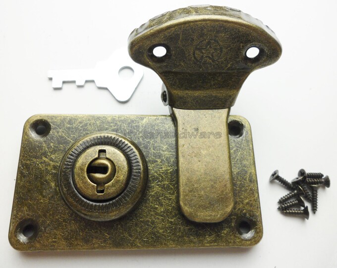 2 Antique Vintage Style Solid Brass Box Trunk Chest Door Handles 4 1/4w ...