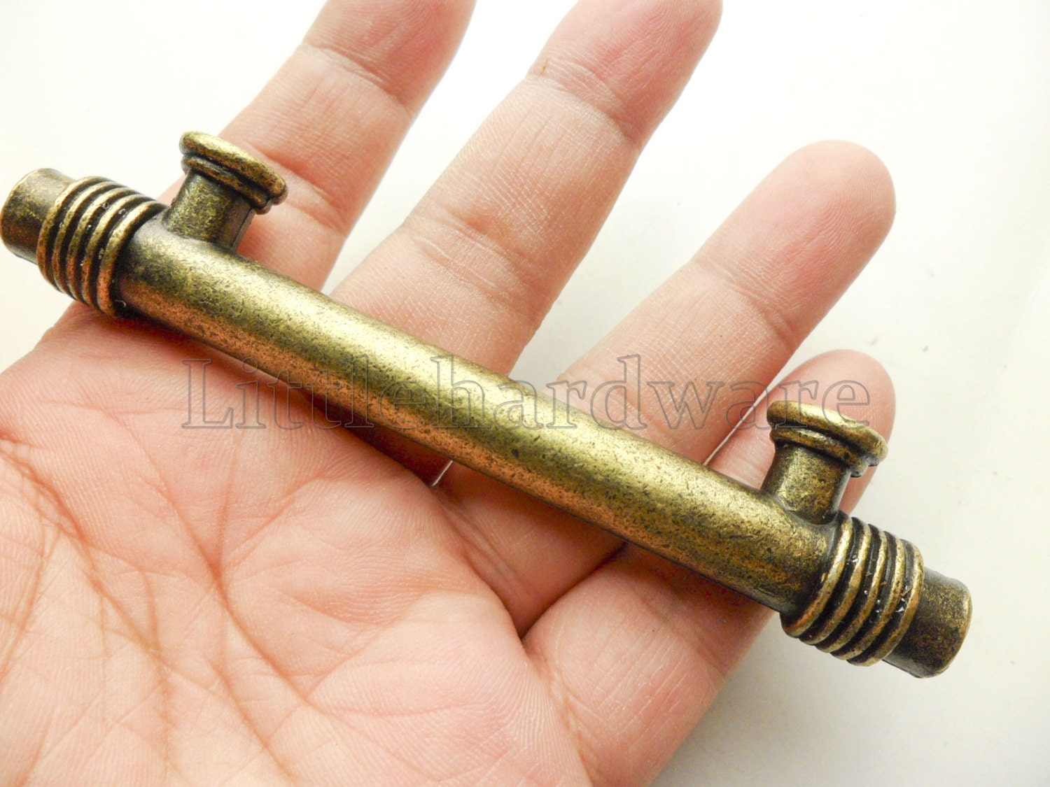 Vintage 96mm Antique Brass Color Bar Pull / Dresser Drawer - Etsy