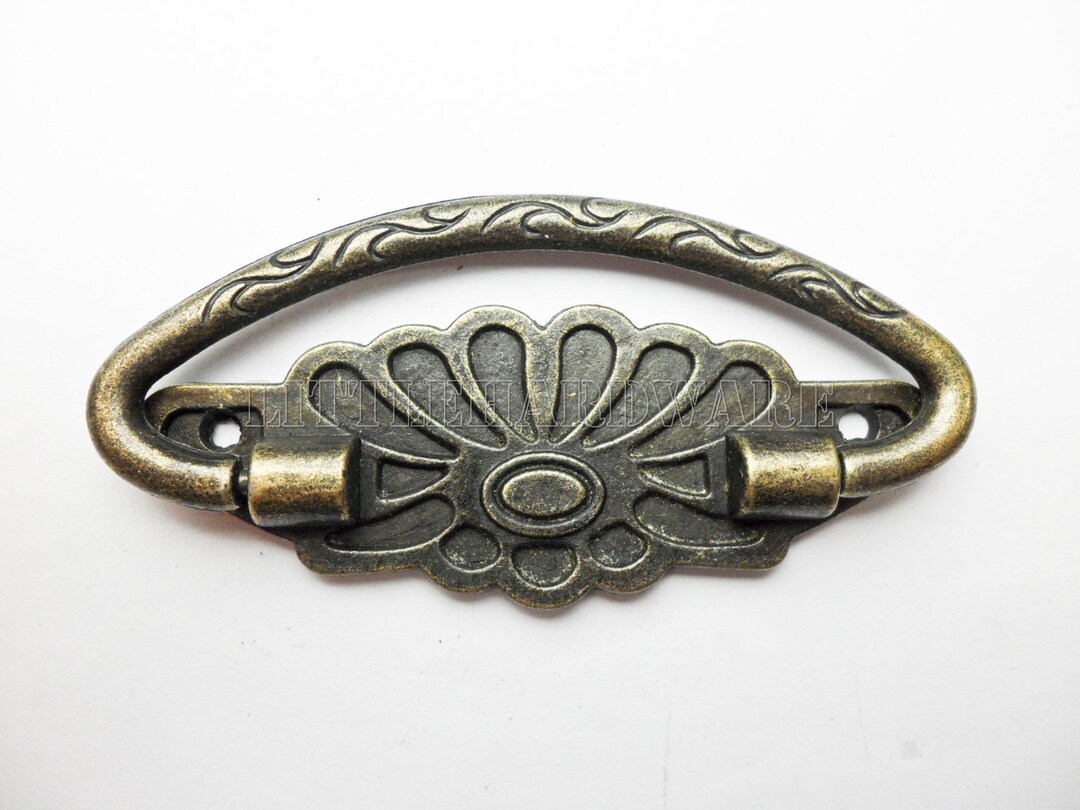 Vintage 75mm X 29mm Lotus Shape Dresser Drawer Pulls Handles / Rustic ...