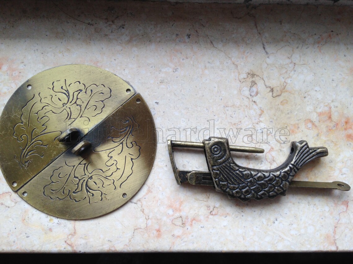 One Set of Cabinet Door Latcheshalf Piece Round Door Hasp | Etsy