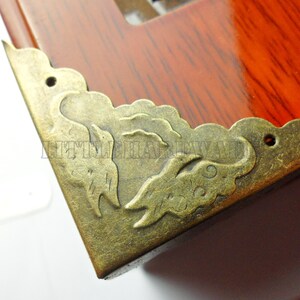 8 Pcs Double Dragon Antique Brass Jewelry Box Corner Decoration Corner ...