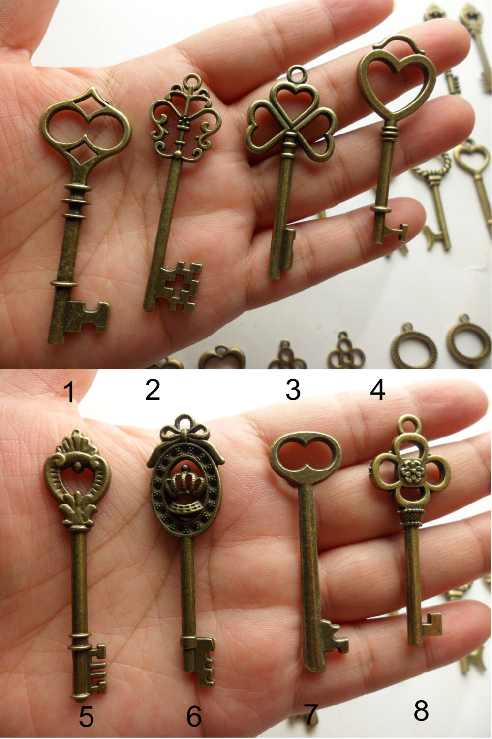 70pcs Vintage Crown Keys Antique Skeleton Keys Pendant Heart - Etsy UK