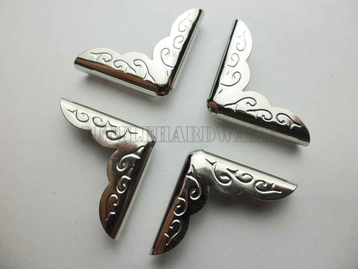 12 Vintage Silver Color Metal Book Corners for - Etsy