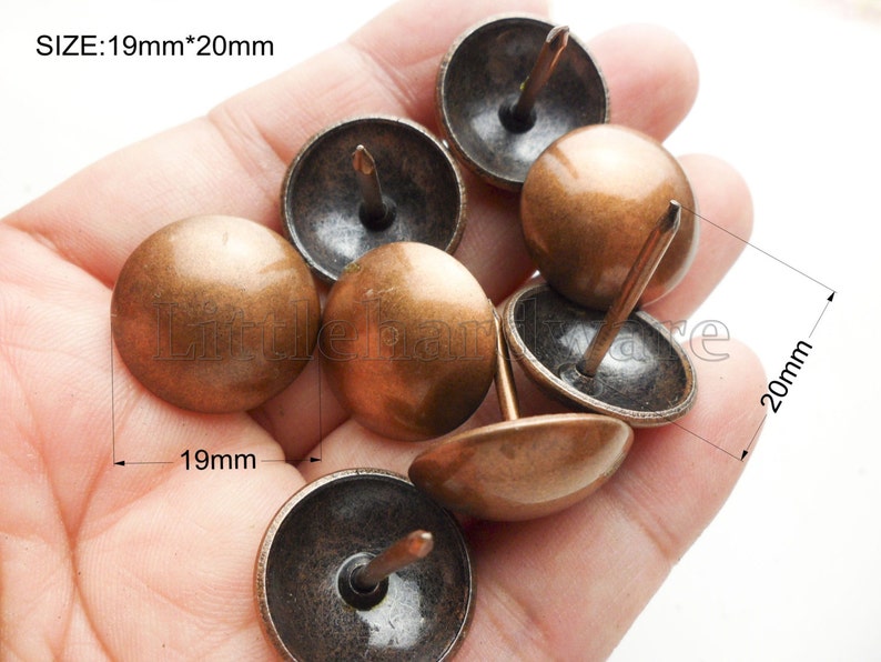 20 Pcs 19mmx20mm Red Brass Color Round Upholstery Decorative | Etsy