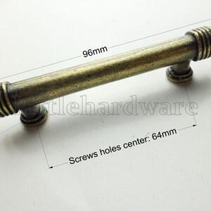 Vintage 96mm Antique Brass Color Bar Pull / Dresser Drawer Pulls ...
