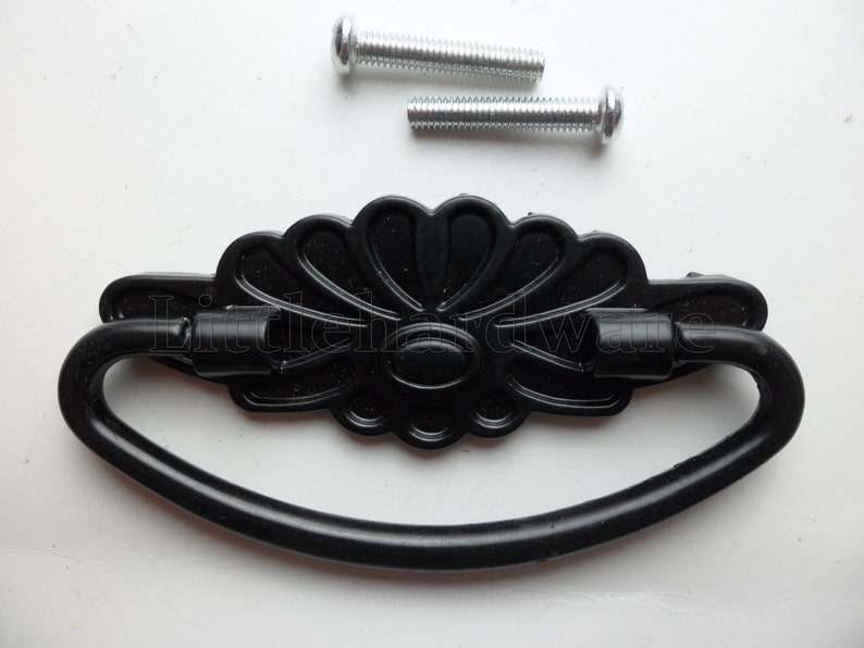 80mmx43mm Black Lotus Drop Handles / Dresser Drawer Pulls - Etsy