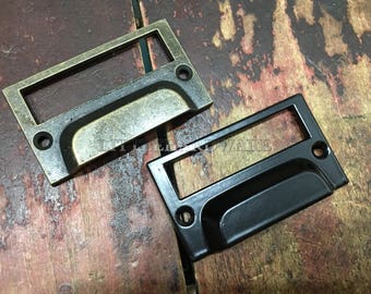 4 Tag Pulls Classic Metal Drawer Card Label Decor Frames CD - Etsy