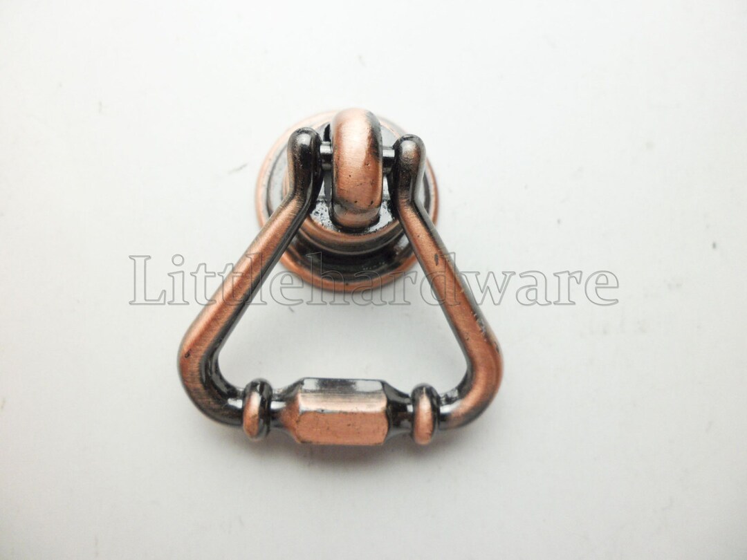 2pcs 40MM*34MM Antique Red Brass Triangular Handle Pendant Pulls ...