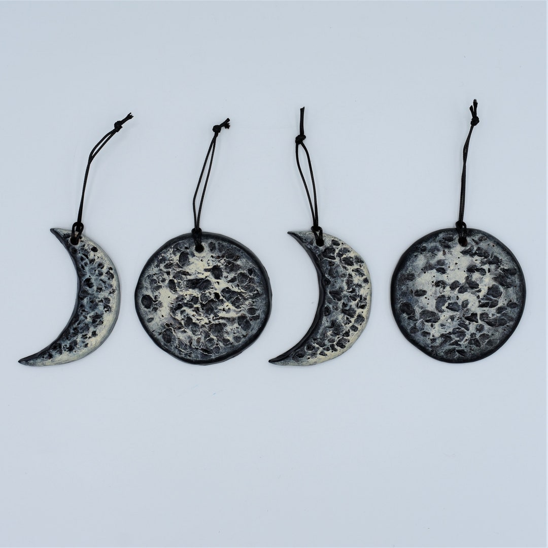 Moon Phases Clay Ornaments Celestial Gift Wall Hanging Yule - Etsy