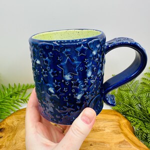 Large Blue Stars and Moons Celestial Mug, Cobalt Blue Ceramic Mug for ...