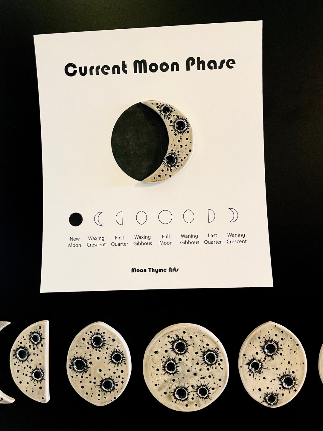 Lunar Calendar Moon Phase Magnets, Ceramic Moon Sculpture, Lunar Magick ...
