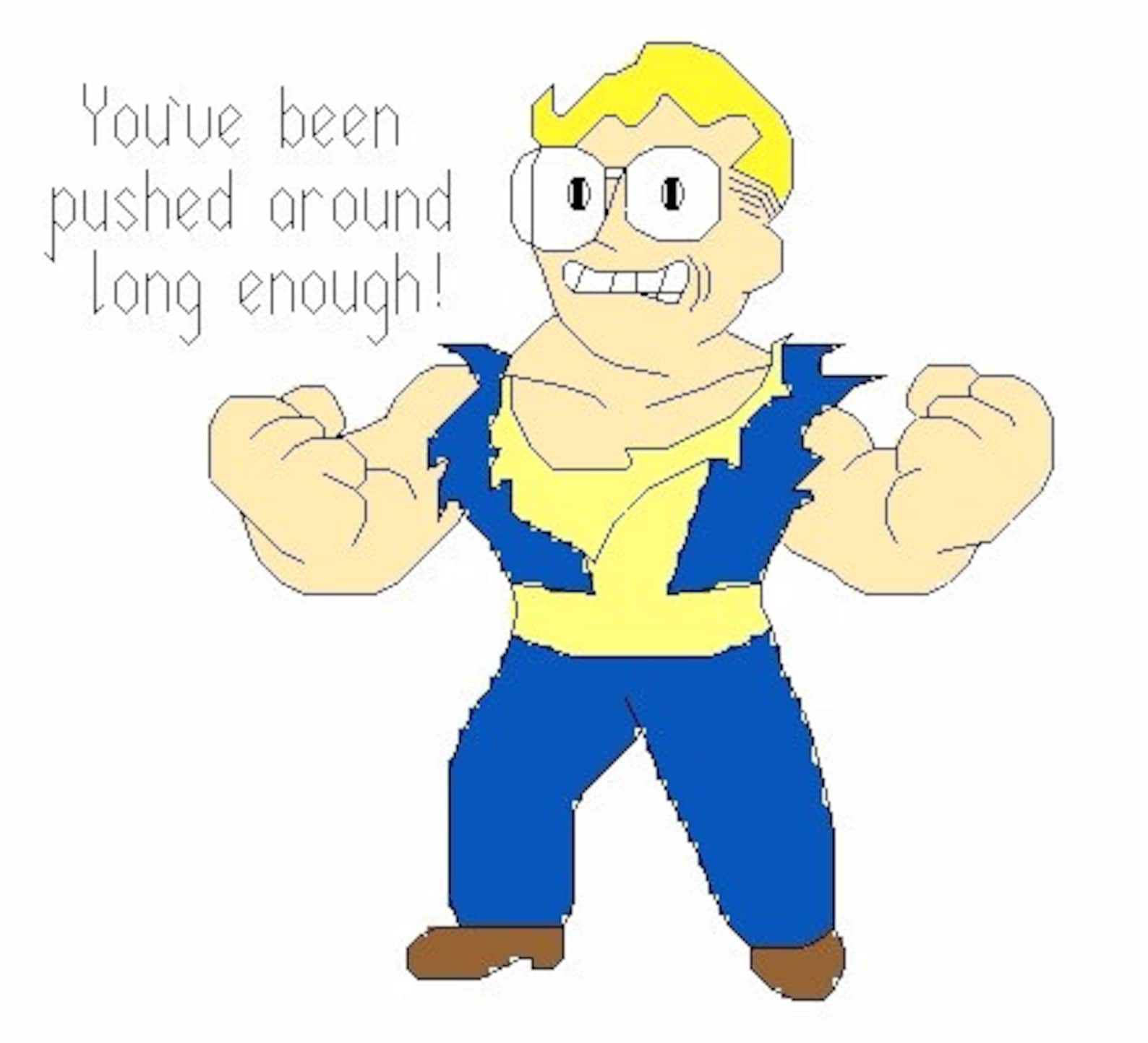 Fallout Nerd Rage Vault Boy Kreuz-Muster - Etsy Schweiz