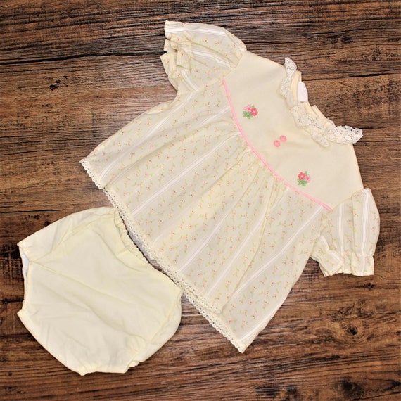 Vintage Baby Dress Cream With Flower Detailing. Toddletime - Etsy