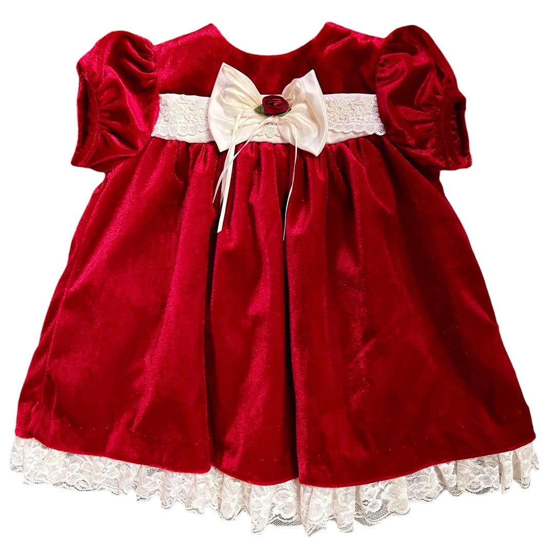 Vintage Baby Dress. Christmas Baby Dress. Red Velvet Baby Dress. Rare ...