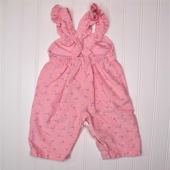 Vintage baby overalls. Pink overalls with ABC detaili… - Gem