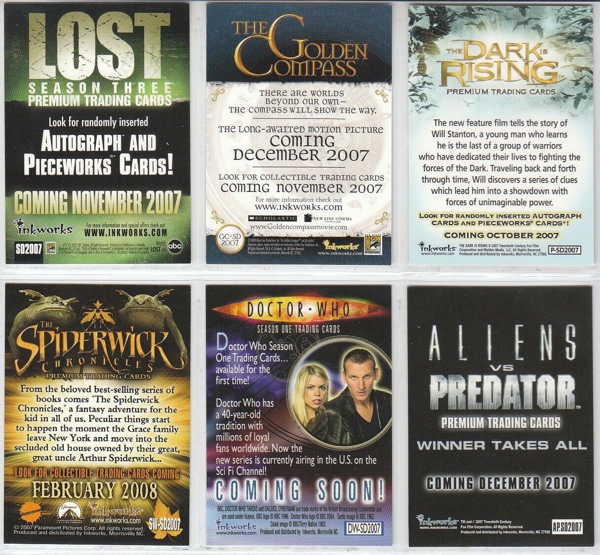 Inkworks 2007 San Diego Comic Con Card Promo Set Pack SDCC New in ...